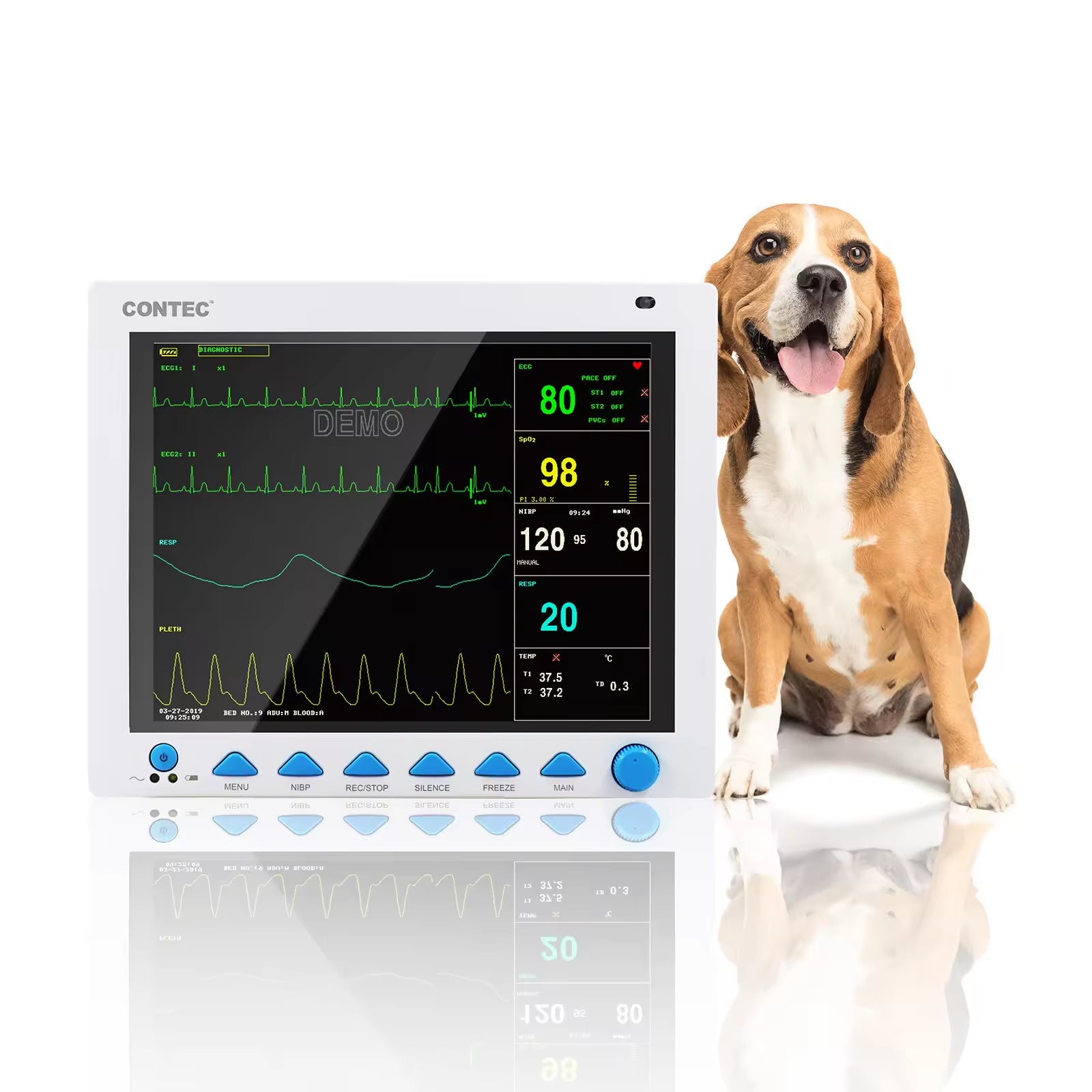 CMS8000VET Veterinary Vital Sign Monitor Multiparametro Vet Veterinary ...